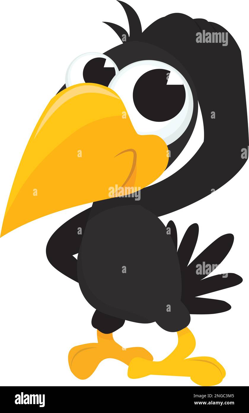 A cartoon vector illustration of a cute crow scratching its head Stock ...