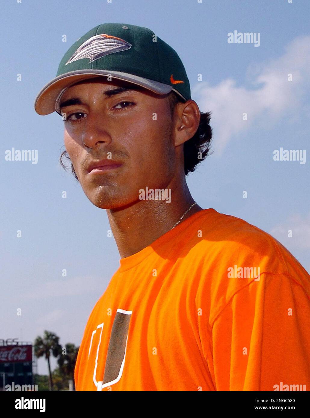 Miami's Cesar Carrillo poses after practice, Tuesday, April 26, 2005 ...