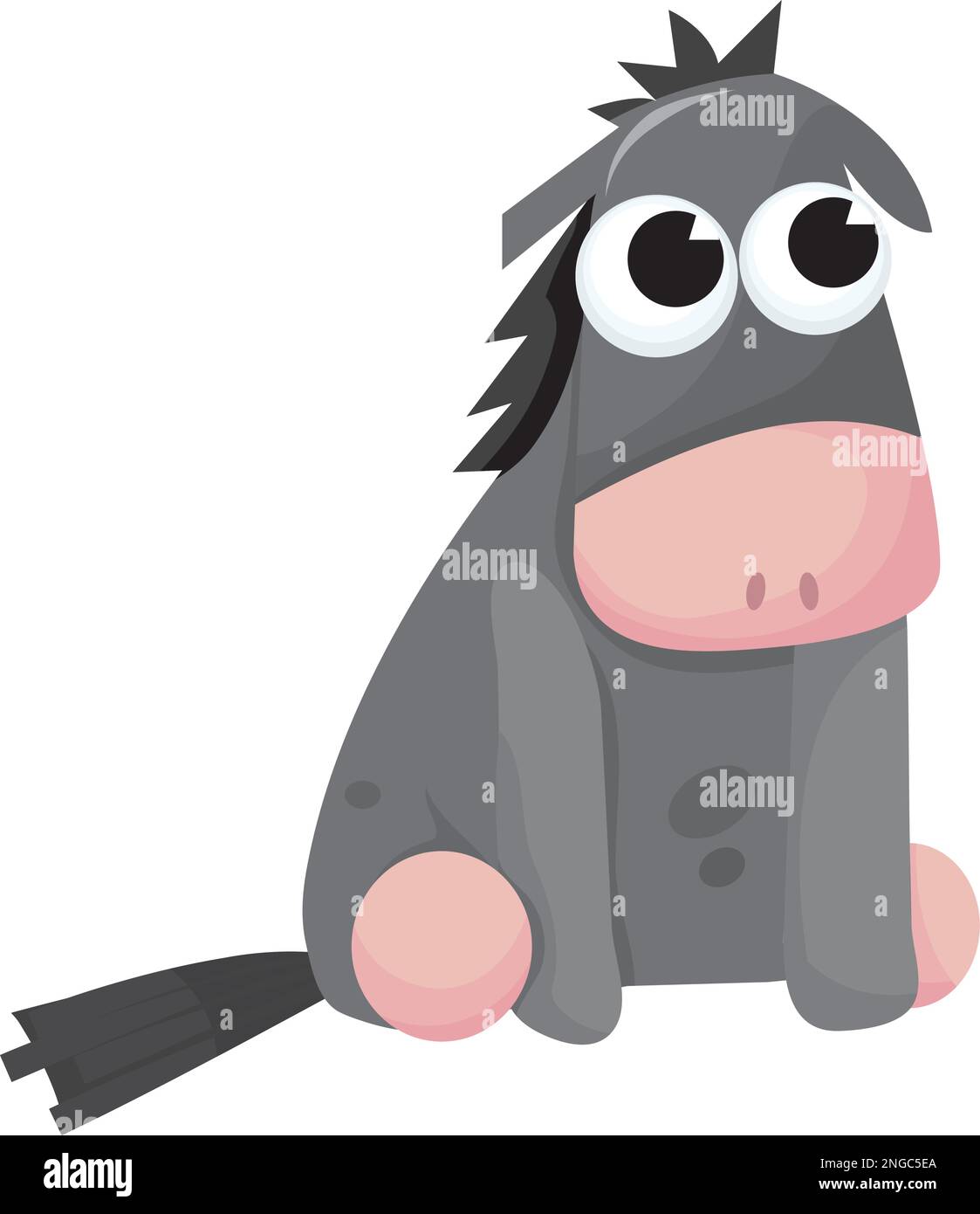 A cute donkey sitting down cartoon vector illustration Stock Vector ...