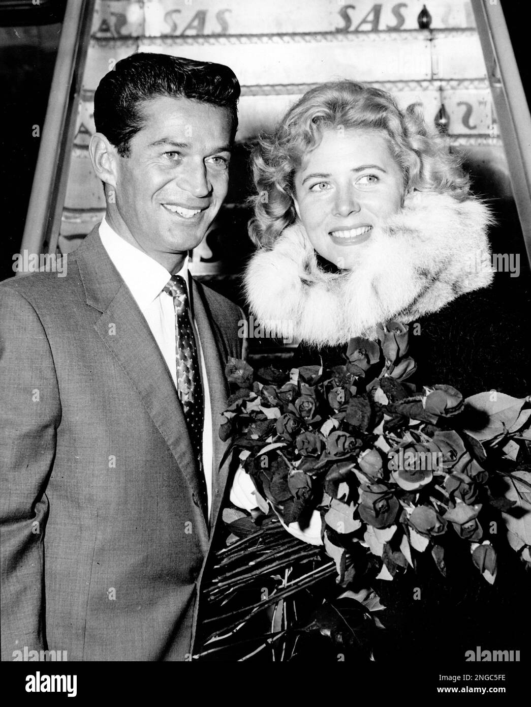 German actress Cornell Borchers is seen with actor George Nader at her ...