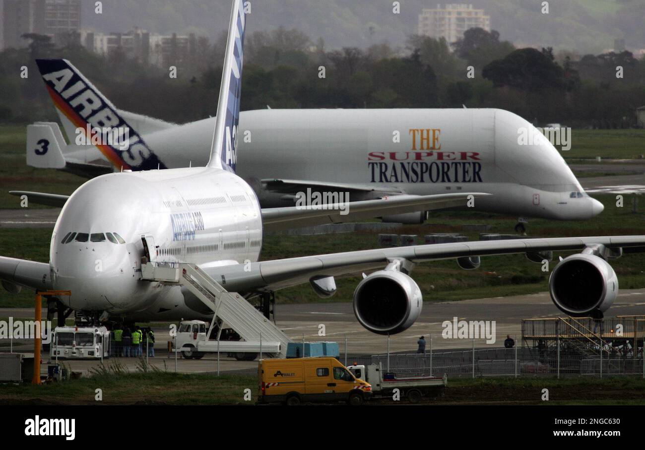 The first A380 double-deck super jumbo conducts tests as an Airbus ...