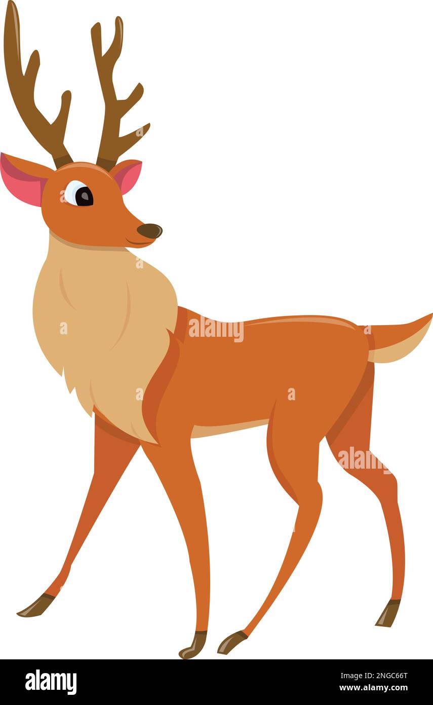 A cartoon vector illustration of a handsome reindeer or stag looking at ...