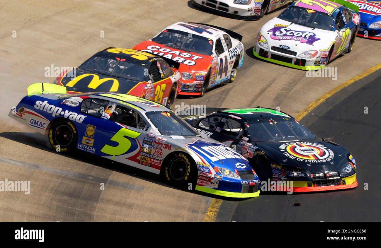 Blake Feese (5) spins after contact from Johnny Sauter (1) as Jason ...