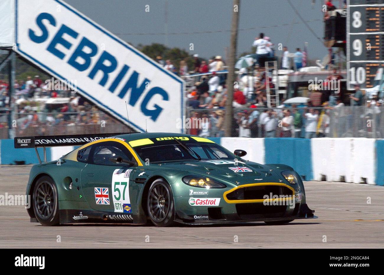 Darren Turner of the United Kingdom heads into turn 1 in an Aston ...