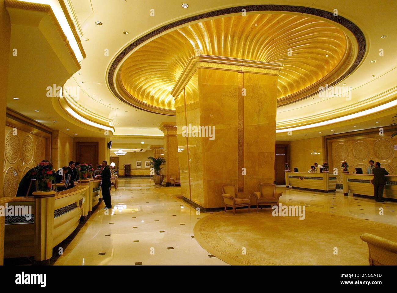 An interior view of the entrance hall of the luxury hotel Emirates ...