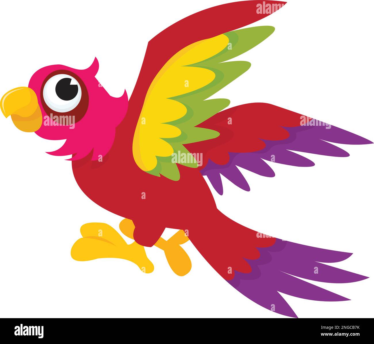 A cartoon vector illustration of a happy parrot flying in the air Stock ...