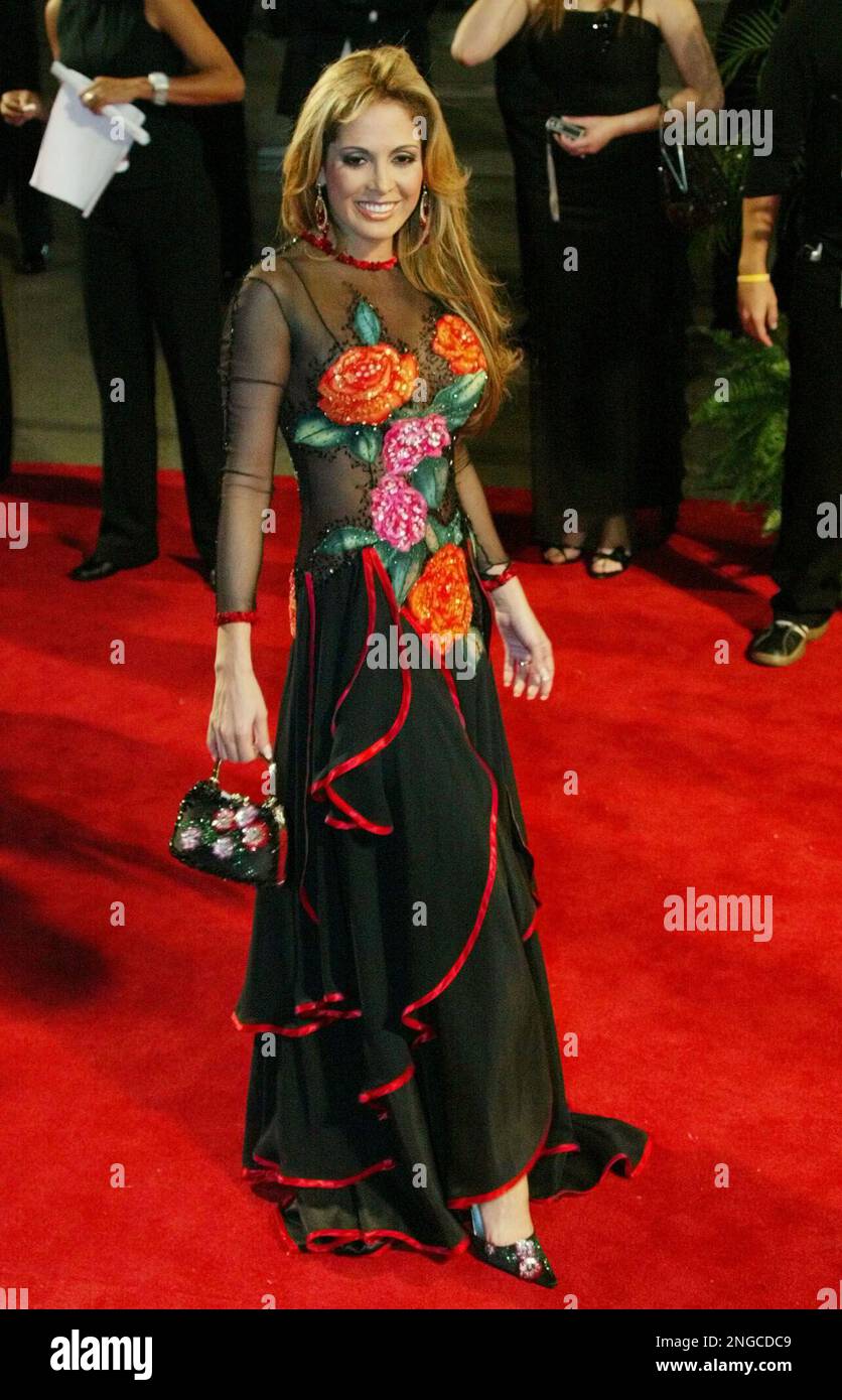 Venesuelan actress Maria Antonieta Duque poses on the red carpet as she ...