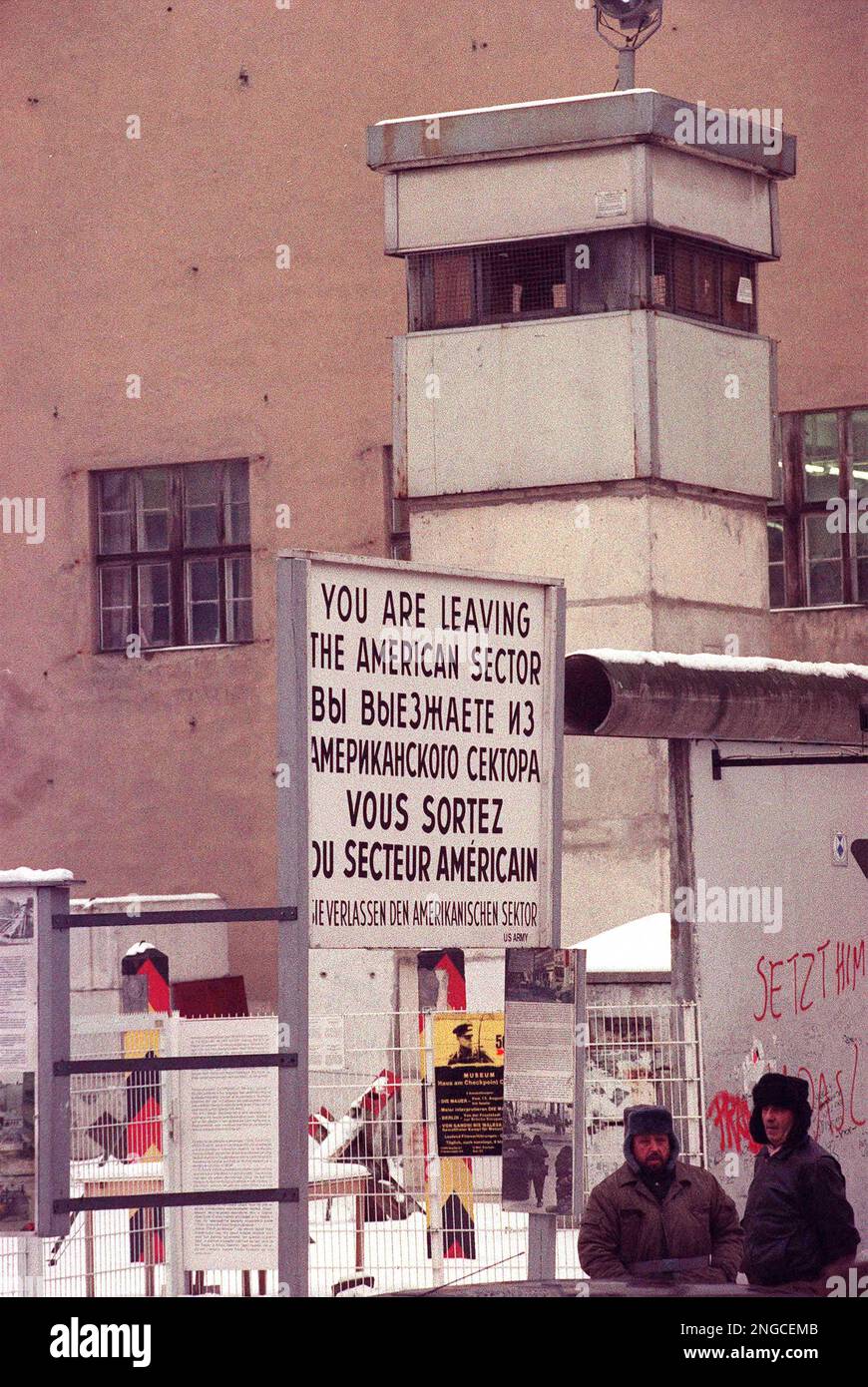 CHECKPOINT CHARLIE MUSEUM - View of former Berlin Wall watchtower that ...