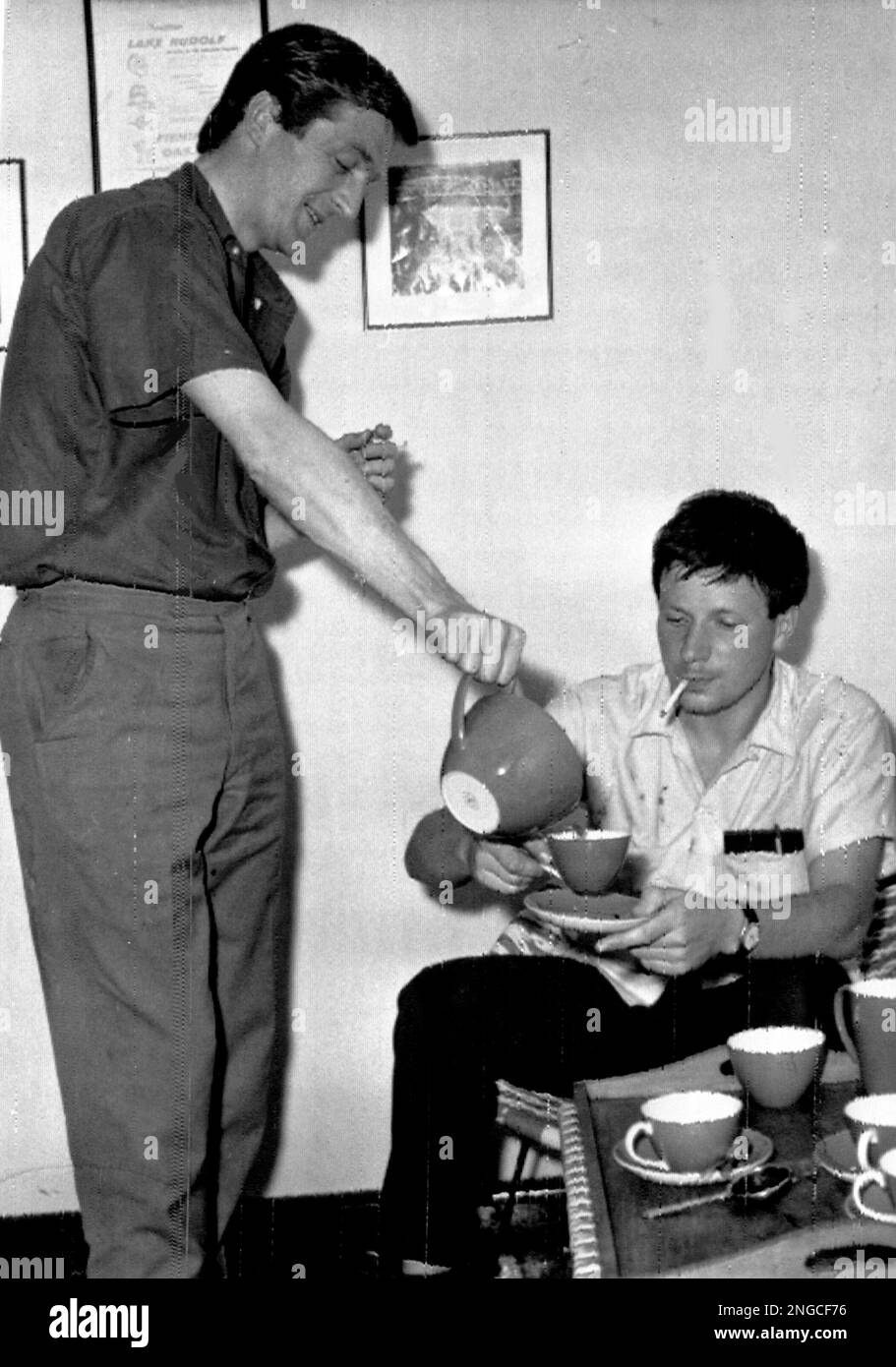 British television producer Michael Parkinson, left, and cameraman ...