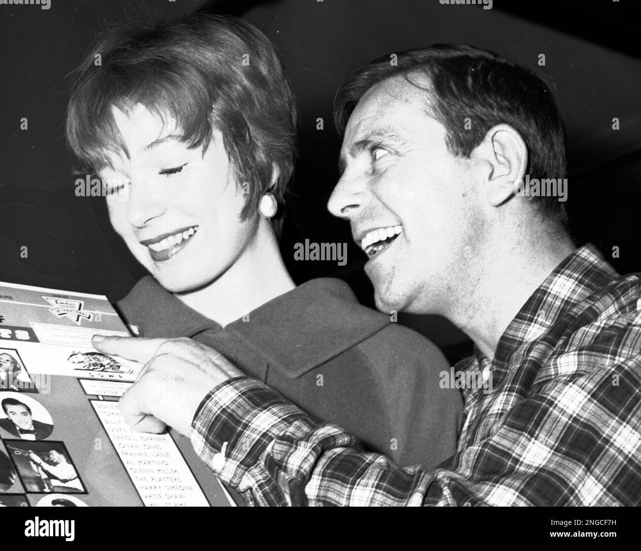 British comedian Norman Wisdom points out to American film actress ...