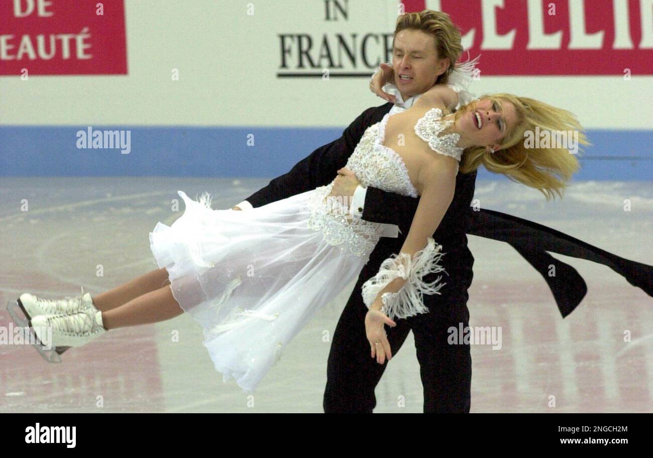 The USA's Melissa Gregory, lower, and Denis Petukhov perform in the ice dancing compulsory dance ...