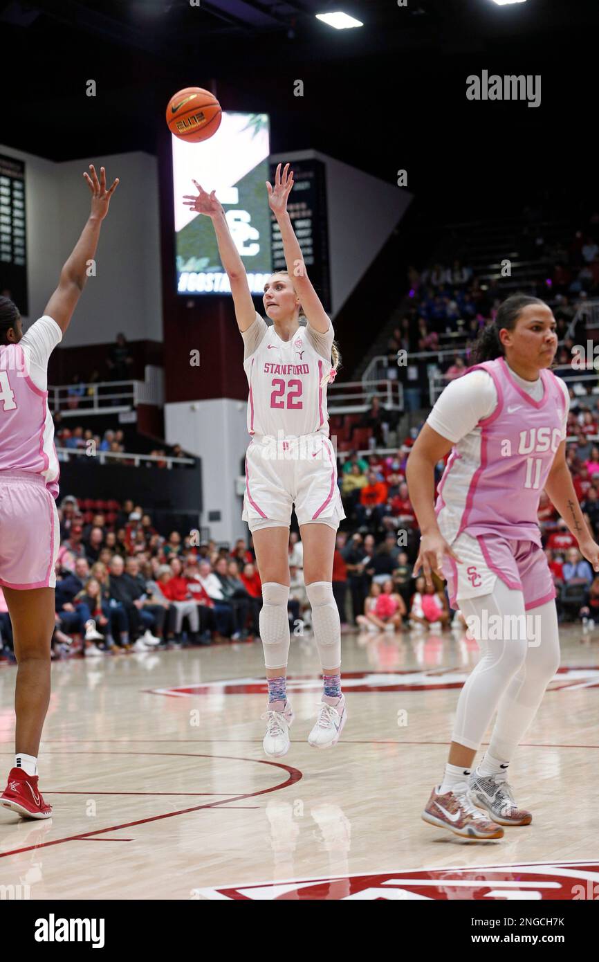 Stanford forward Cameron Brink (22) shoots against Southern California ...