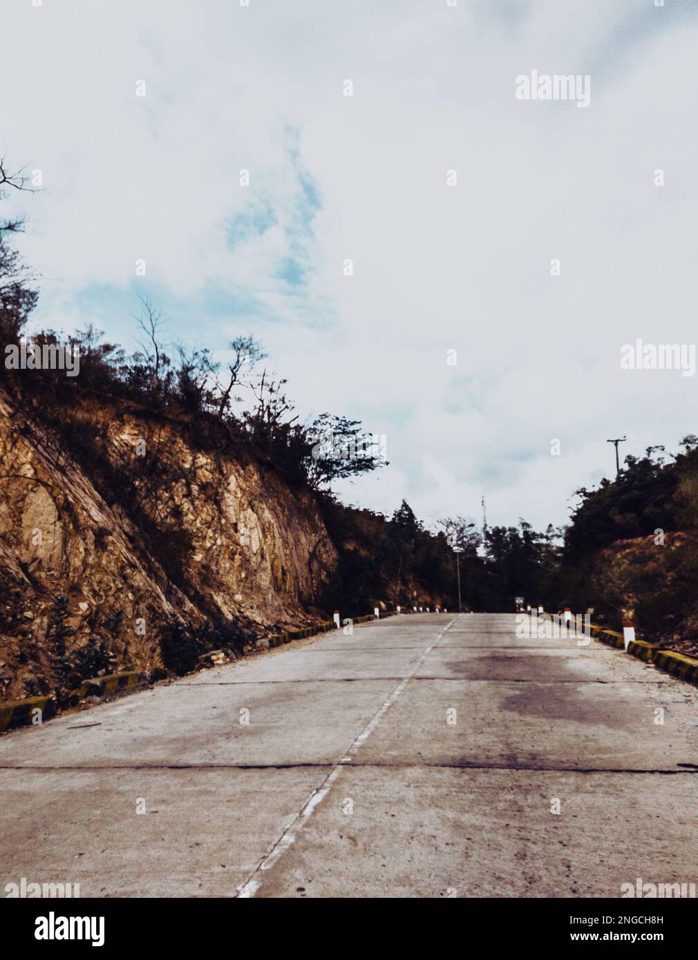 Bright sunshine day time Highway curve road overpass nature landscape ...