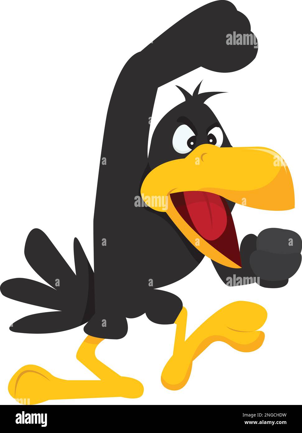 A cartoon vector illustration of a crow who is about to start a fight ...