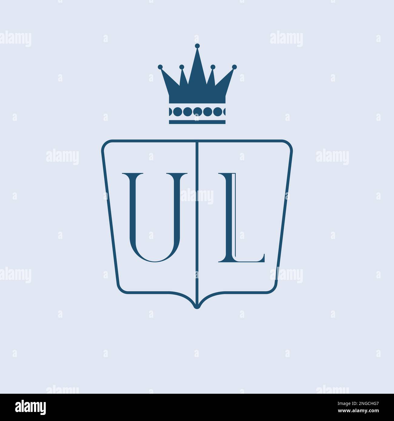 UL initials logo design. Letters ul royal emblem with crown Stock ...