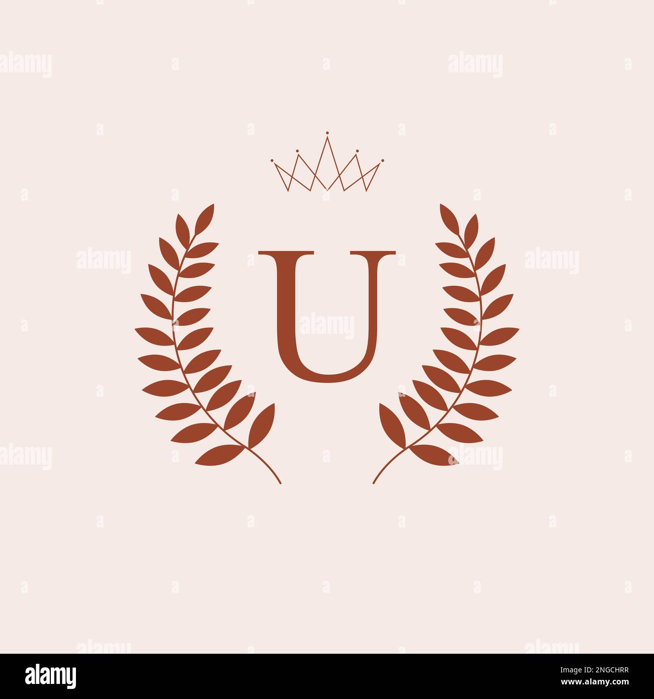 Golden laurel wreath leaf logo design vector with the letters Stock ...