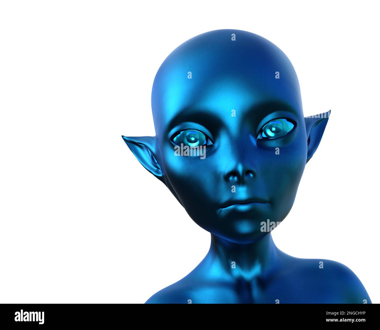 3d render. Portrait of a blue elf on a white background Stock Photo - Alamy