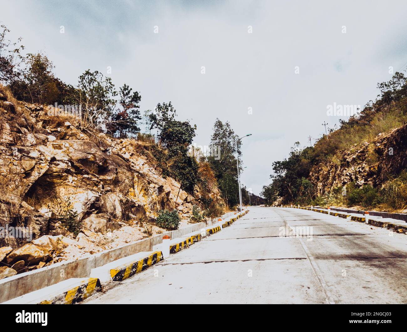 Bright sunshine day time Highway curve road overpass nature landscape ...