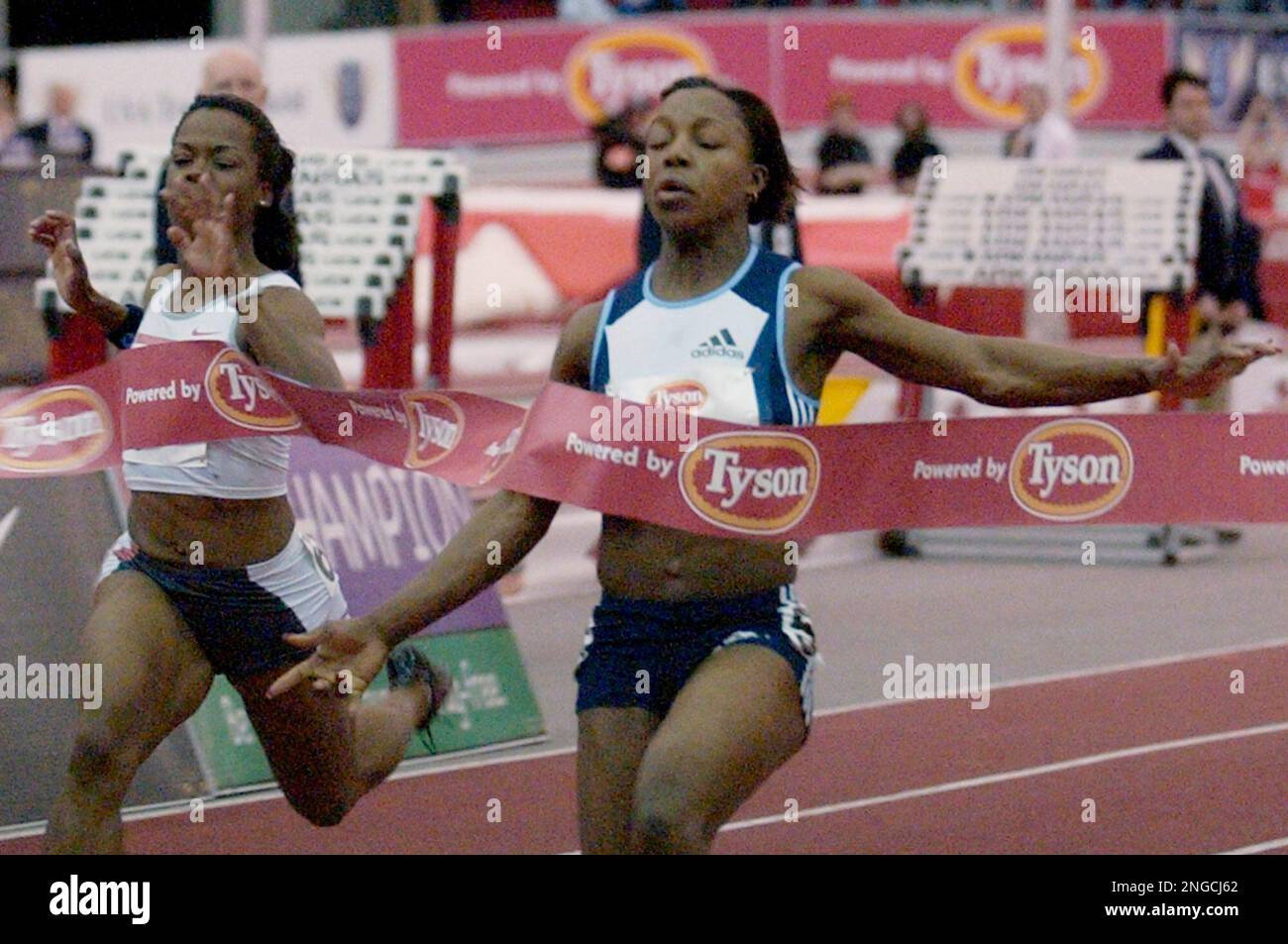 Jamaica's Veronica Campbell, right, and Angela Daigle, of Carson, Calif ...