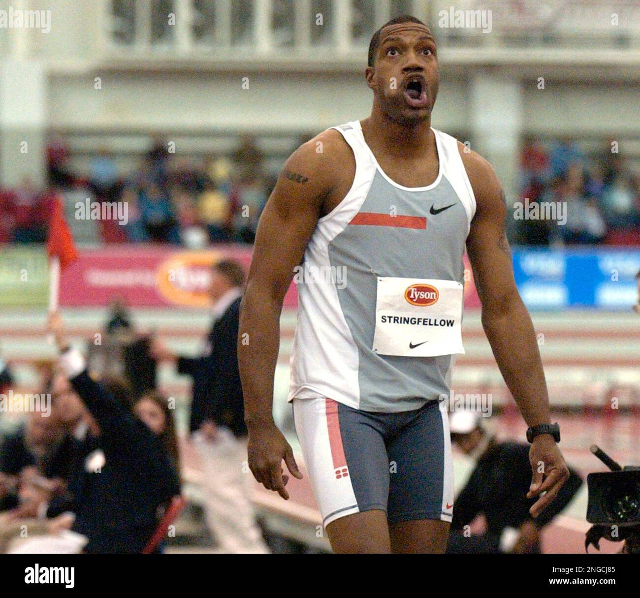 Savante Stringfellow looks up at the results board after his fourth ...