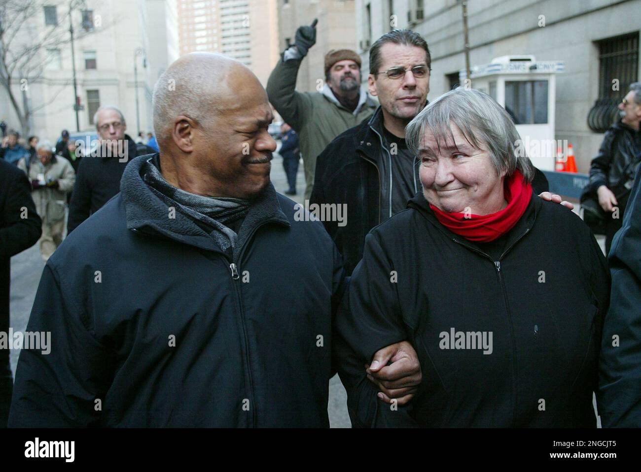 Attorney Lynne Stewart smiles at her husband Ralph Pointer, left, as ...