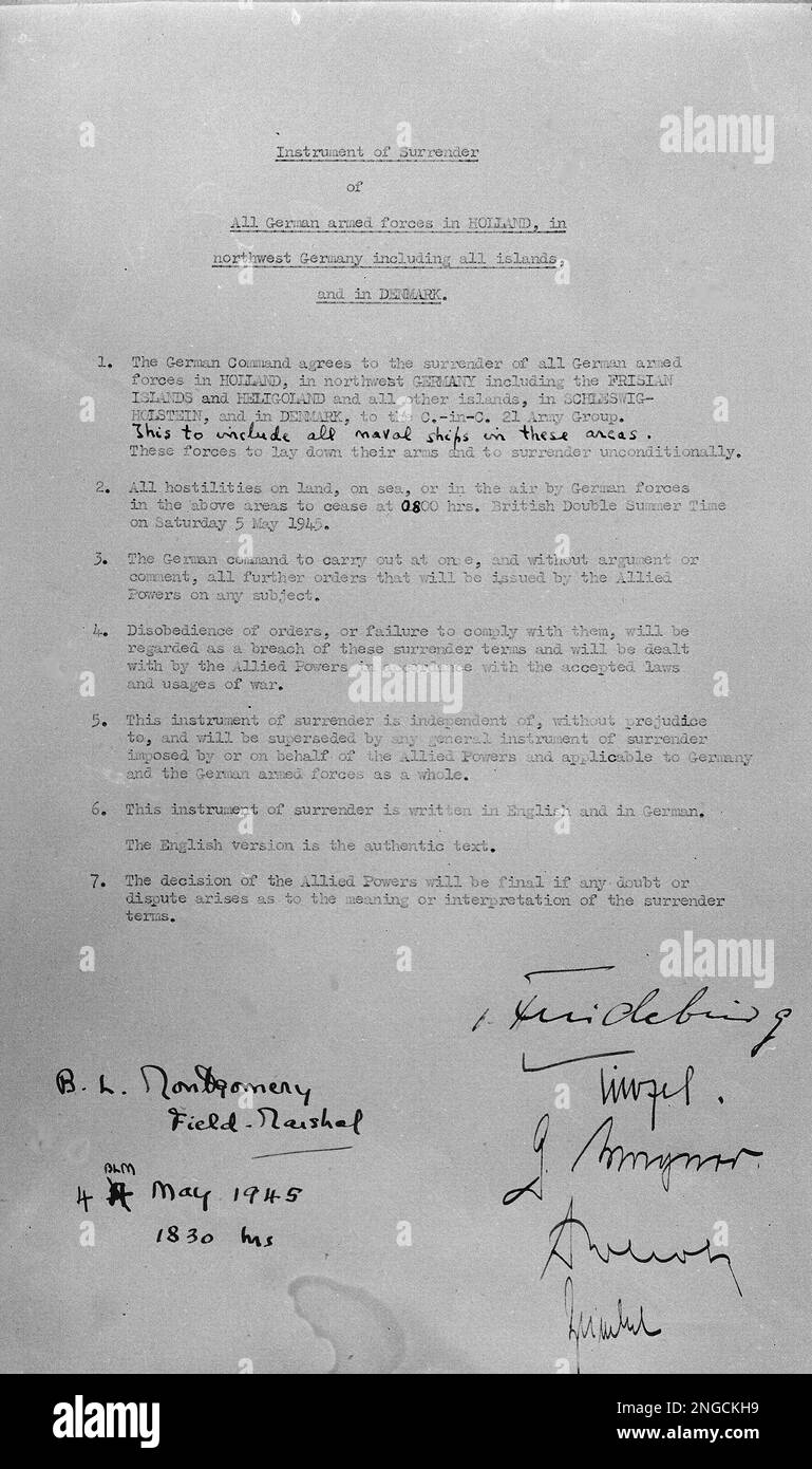The "Instrument of Surrender of all German armed forces in Holland, in ...