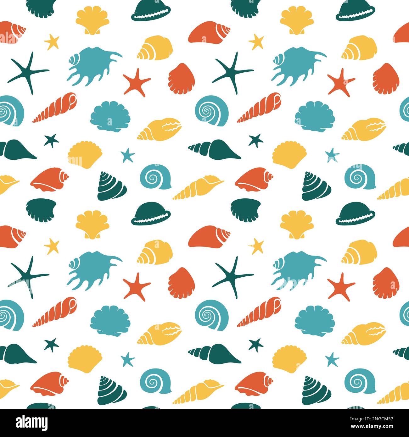 Sea shell sink seamless pattern. Ocean exotic underwater seashell conch ...