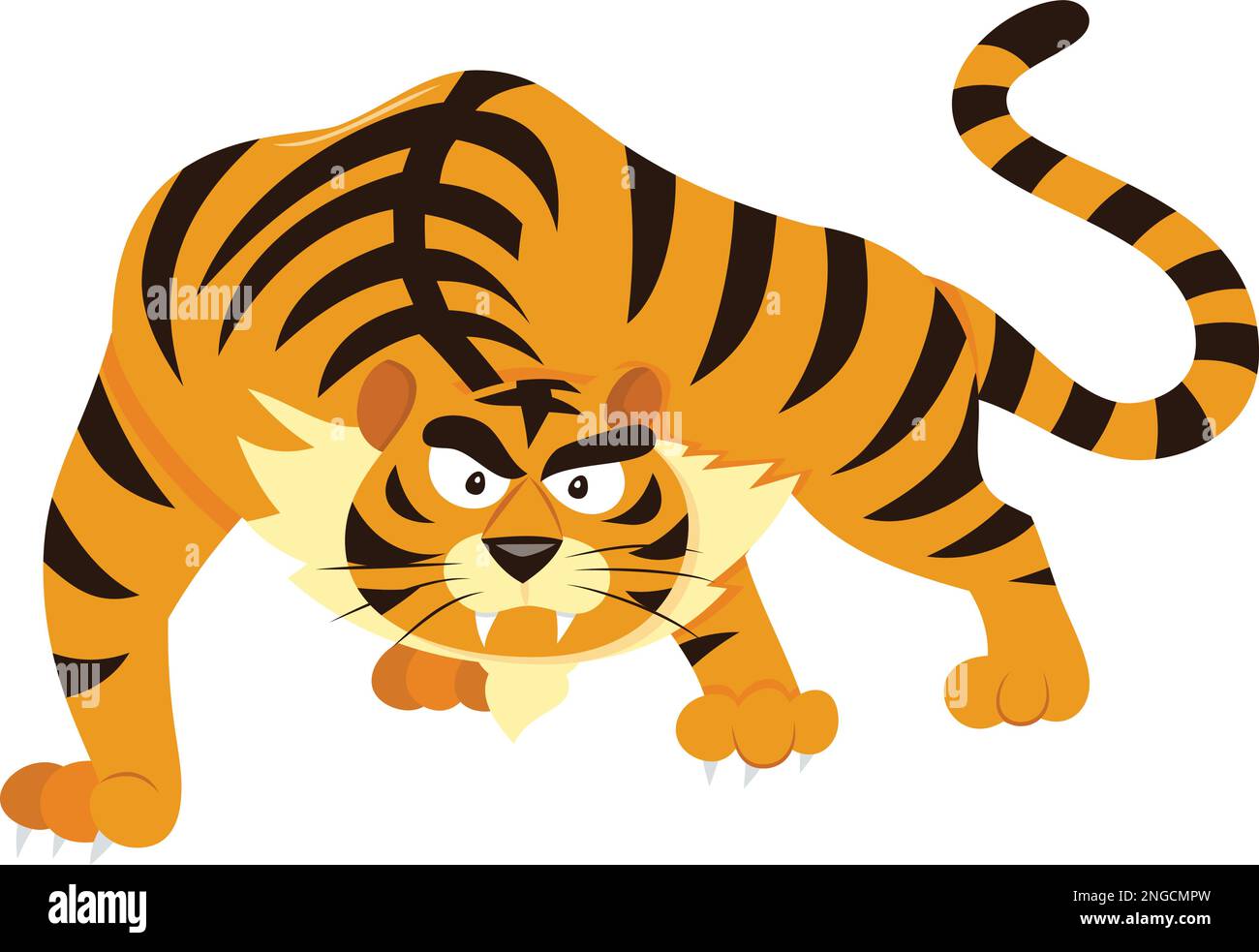 A cartoon vector illustration of a menacing dangerous tiger Stock ...