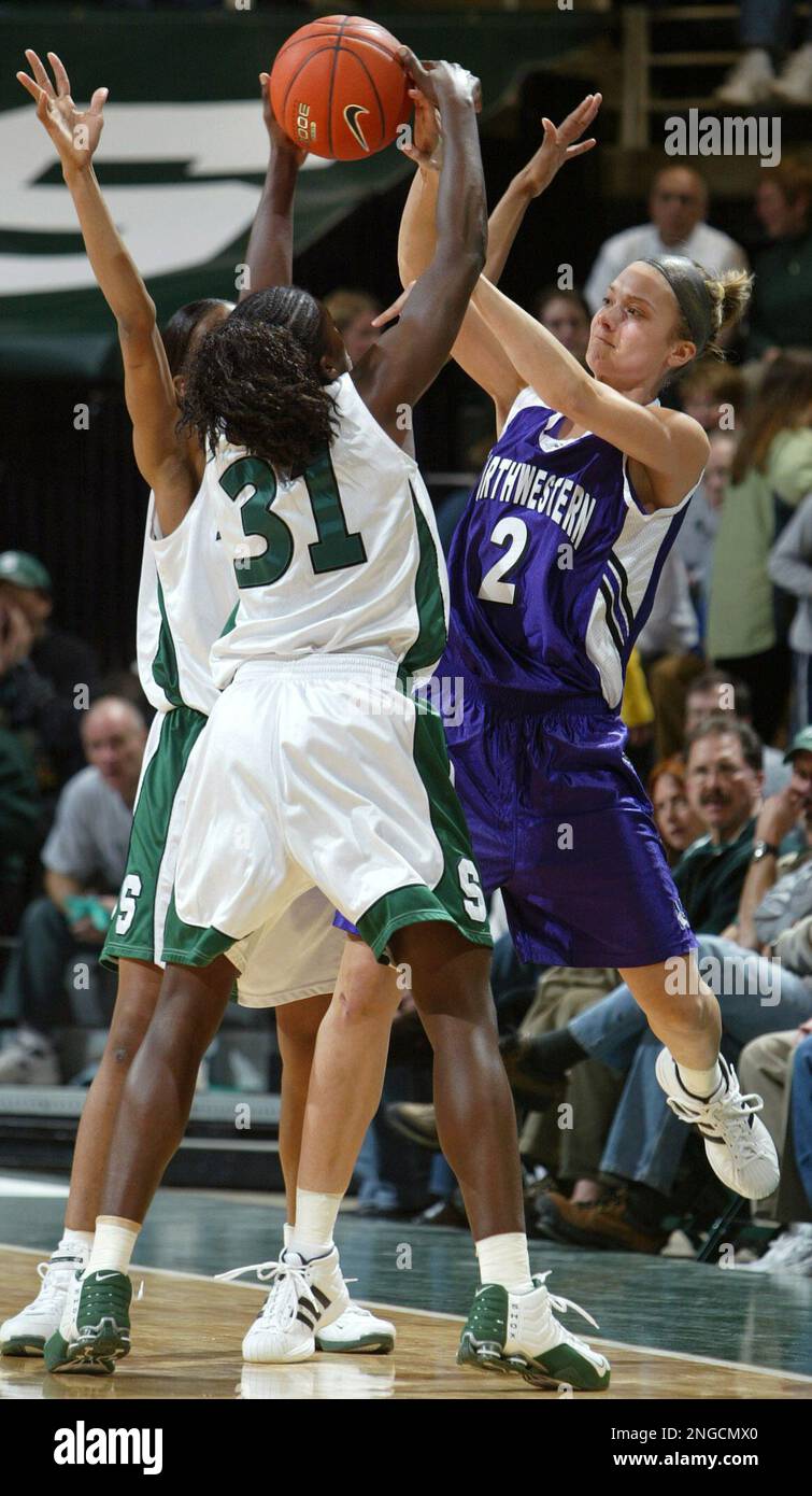 Michigan State's Victoria Lucas-Perry (31) steals the ball from ...