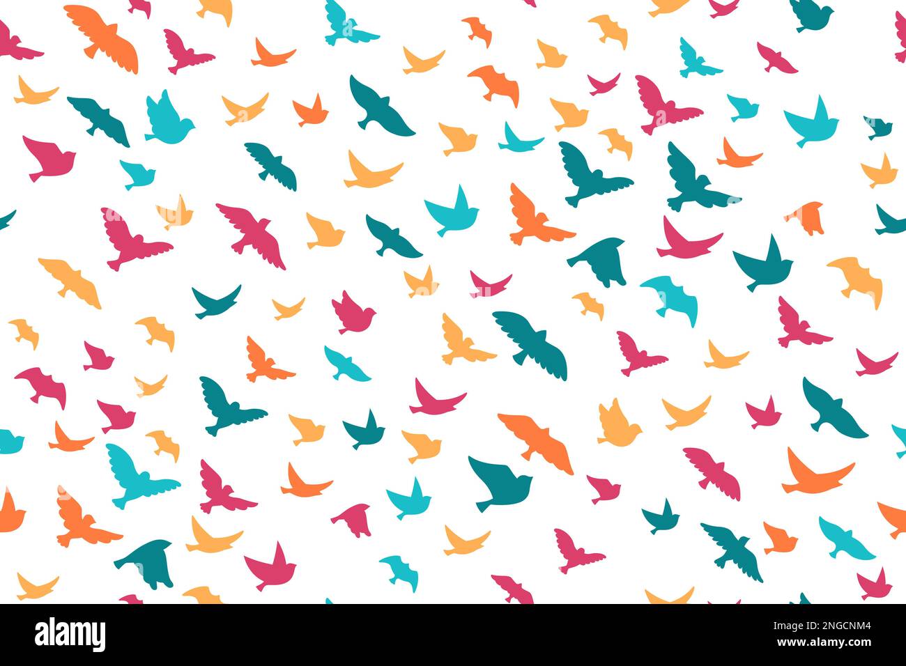 Bird dove colorful silhouette seamless pattern. Modern trendy shape ...