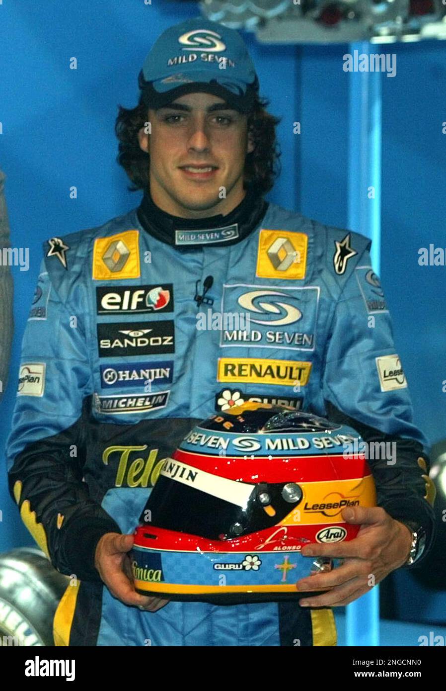 Renault Formula One driver Fernando Alonso of Spain, poses for ...