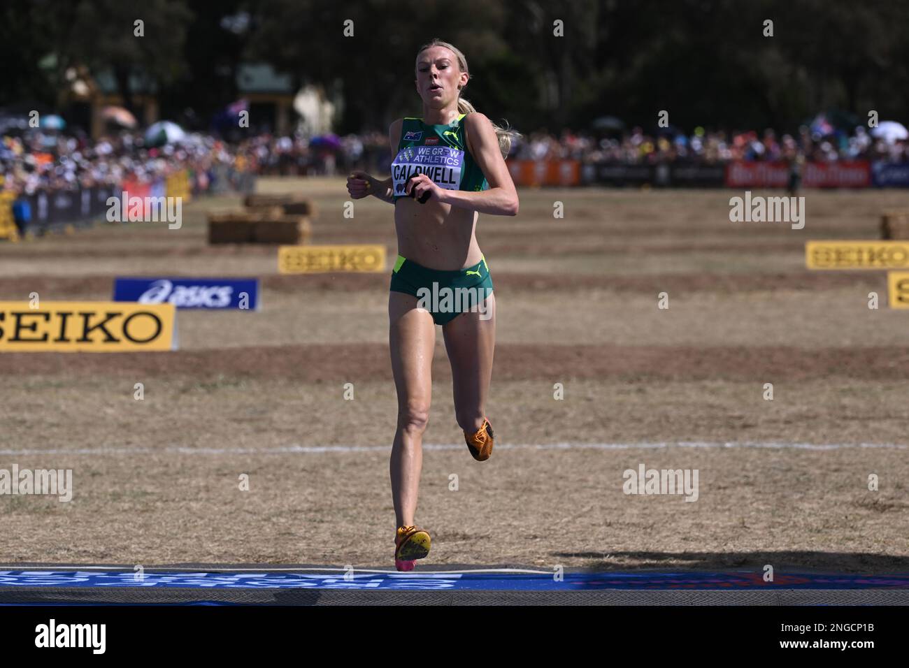 Abbey Caldwell of Australia crosses the finish line to take 3rd place ...