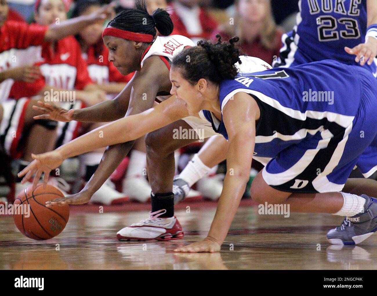 North Carolina State's Billie McDowell (13) battles with Duke's Mistie ...