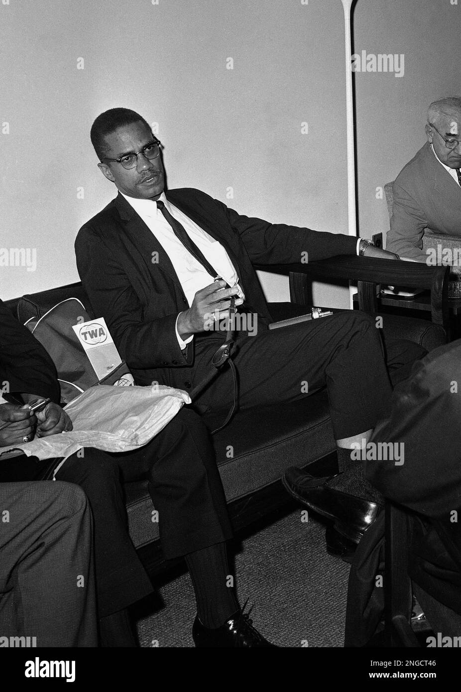 Malcolm X, African-American black muslim leader, is shown at JFK ...