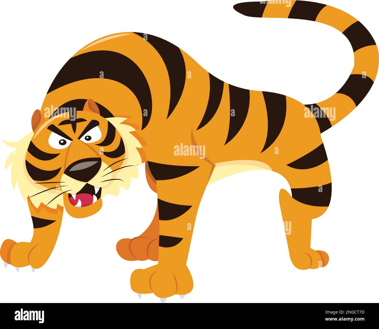 A cartoon vector illustration of a menacing dangerous tiger Stock ...
