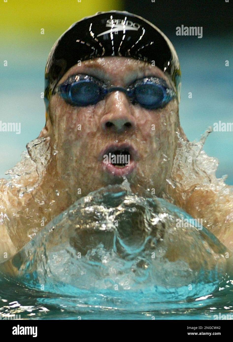 U.S. swimmer Ed Moses competes at the 200m breaststroke qualifying ...