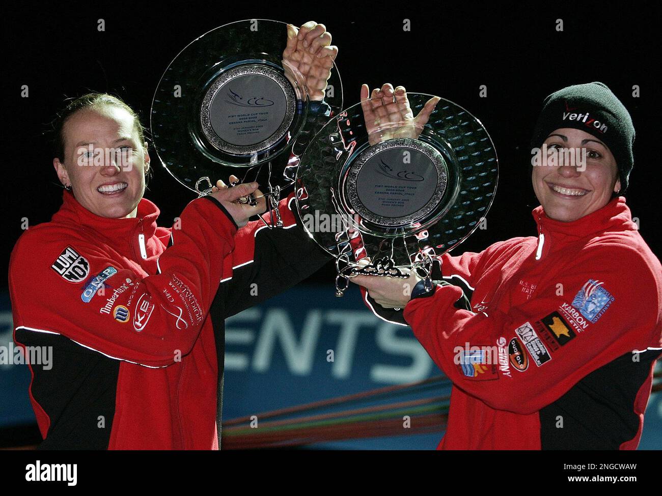 The United States' Shauna Rohbock, left, and Valerie Fleming celebrate ...