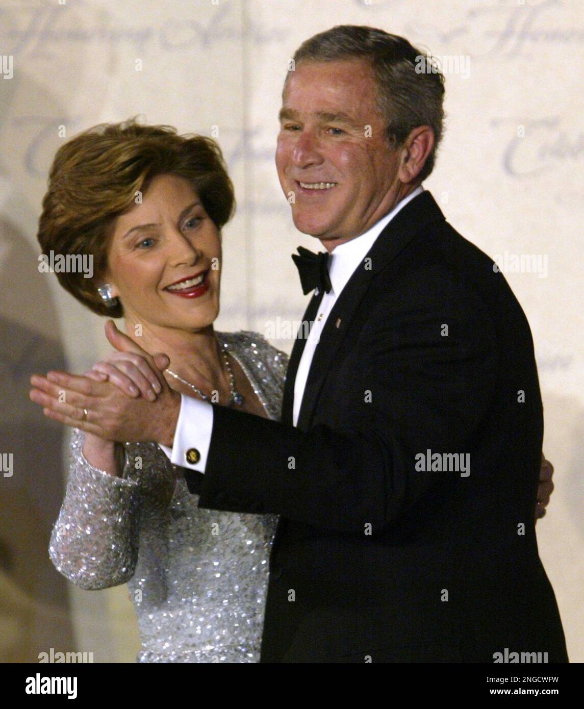President Bush dances with first lady Laura Bush at the inaugural ...