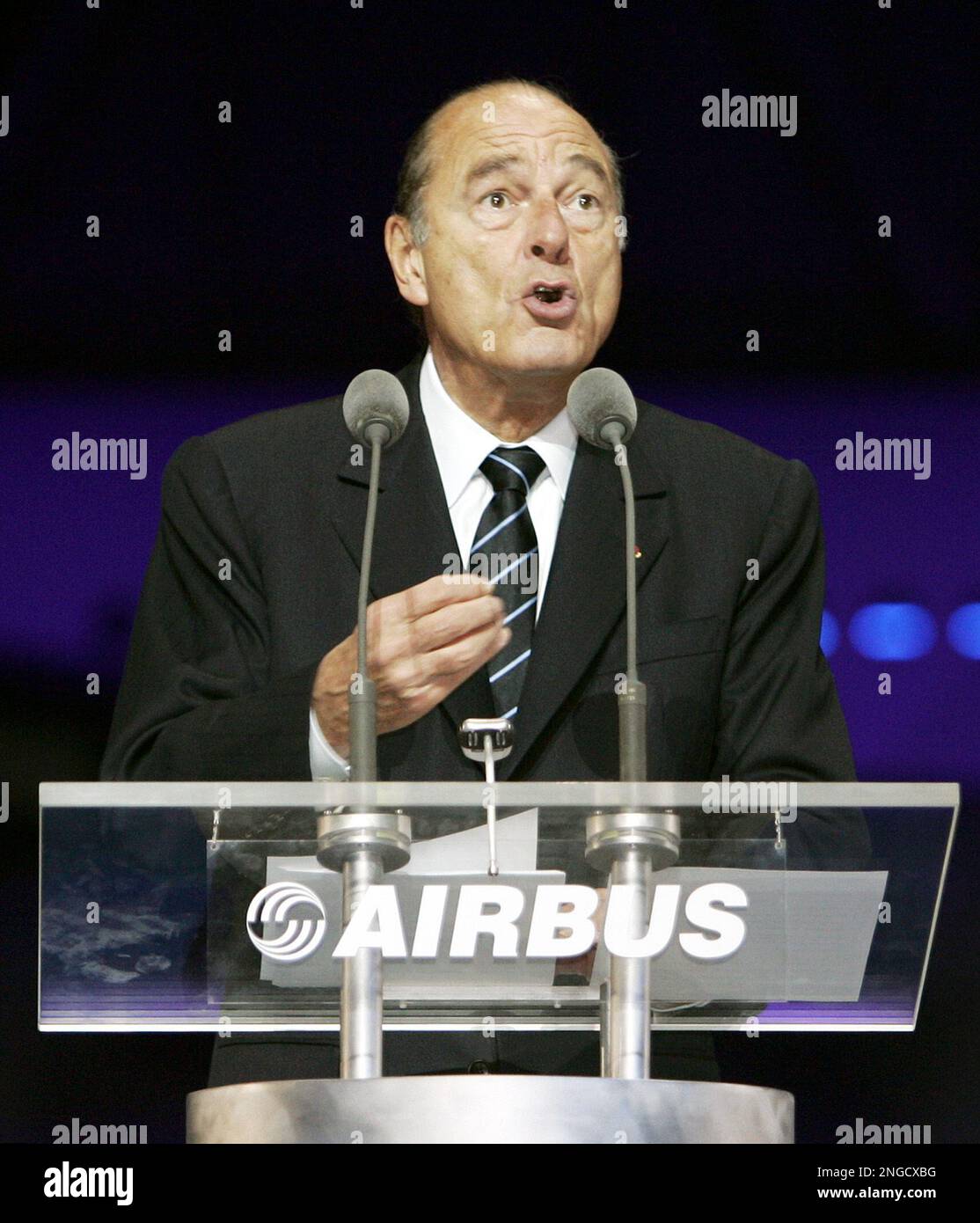 French President Jacques Chirac delivers his speech during the ...