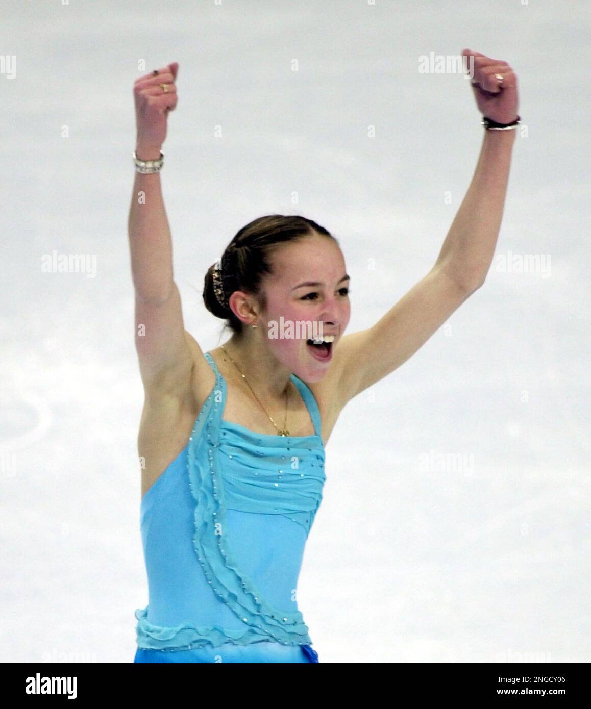 Kimmie Meissner celebrates after finishing her free skate program at ...