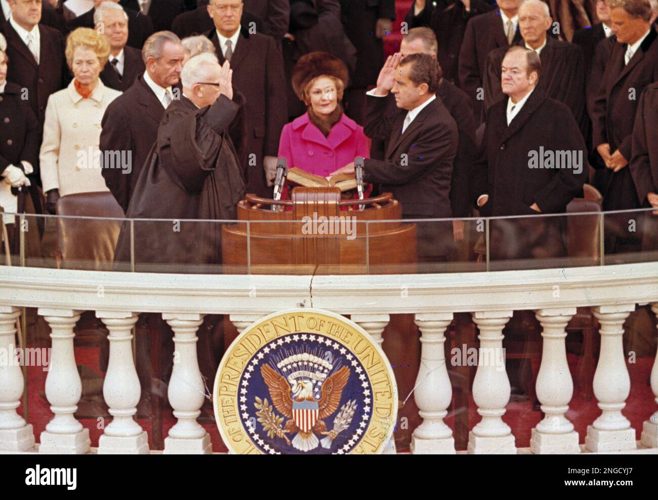 Richard M. Nixon, right, is sworn in as the 37th president of the ...