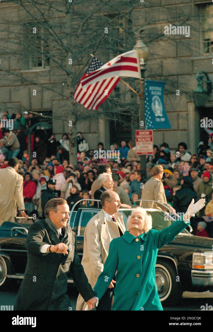 President George Bush, left, and his wife, first lady Barbara Bush ...