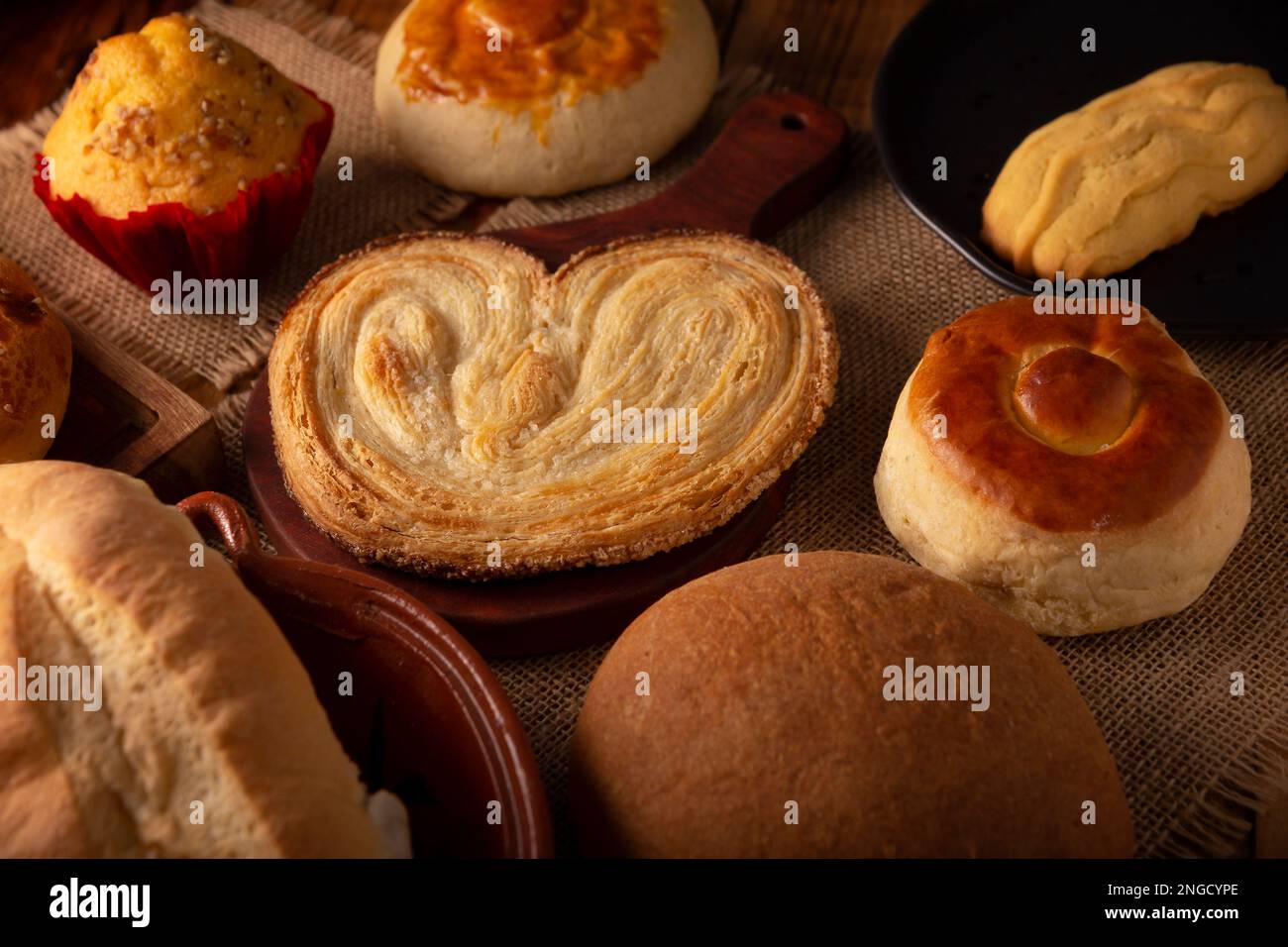 Variety of traditional Mexican bakery, Bisquet, Chino, Oreja, Cacahuate ...