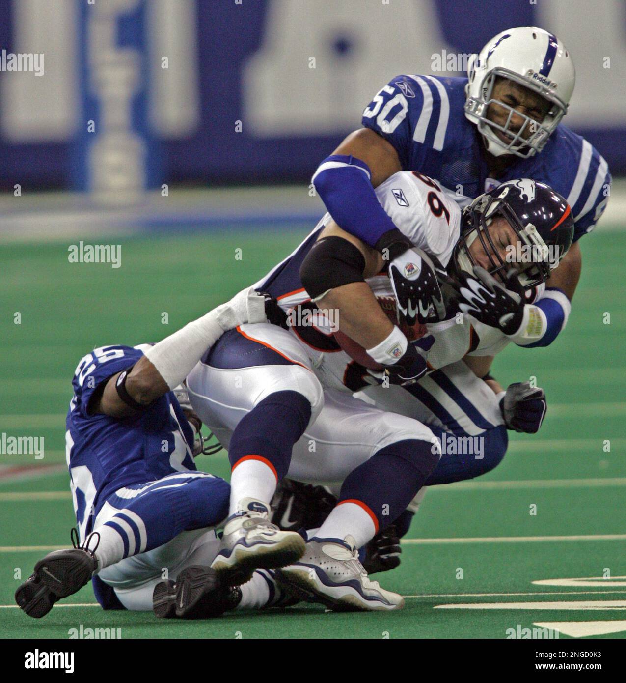 Indianapolis Colts defenders David Thornton (50) and Nick Harper (25 ...