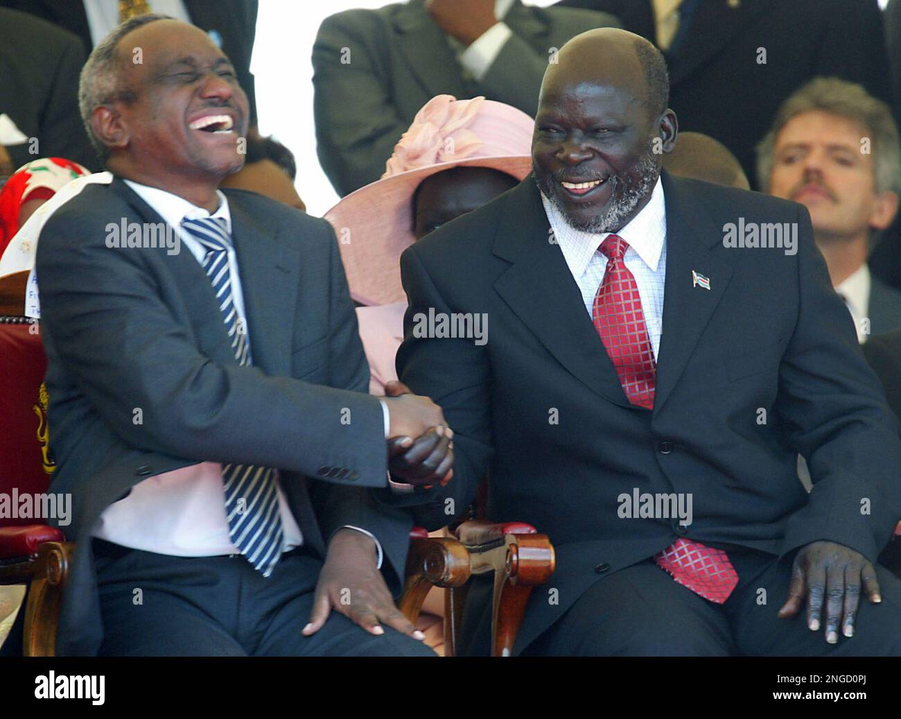 Sudanese vice president Ali Osman Mohammed Taha, left, and John Garang ...