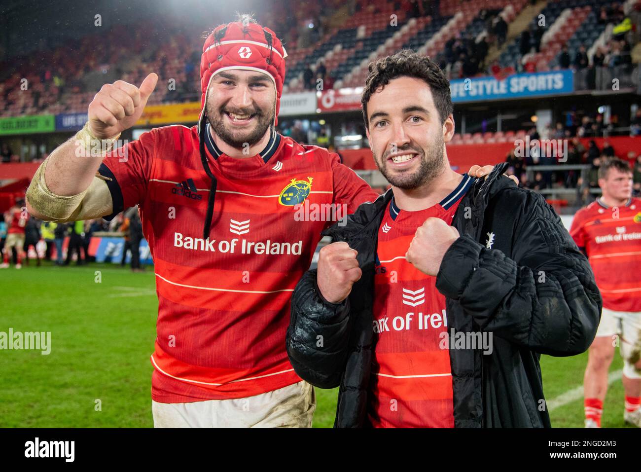 Limerick, Ireland. 17th Feb, 2023. John Hodnett of Munster and Paddy ...