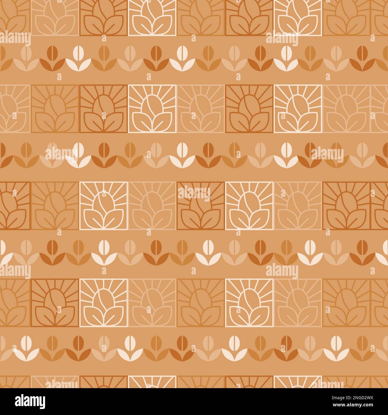 Coffee beans and leaves luxury pattern design. Flat branding pattern ...
