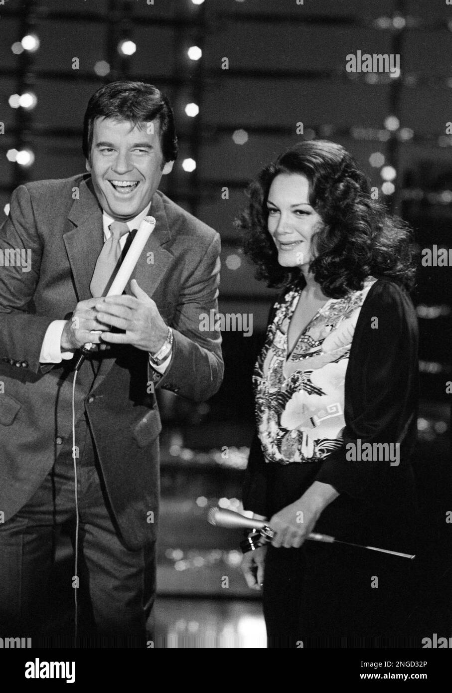 Host of American Bandstand Dick Clark, left, and his guest Connie ...