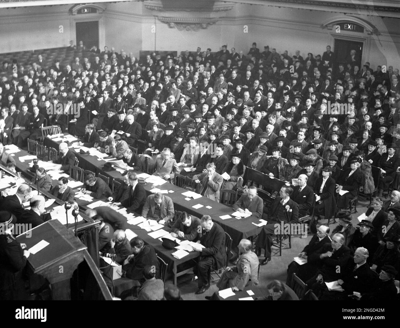 Delegates attend the opening of the Conservative Party's annual ...