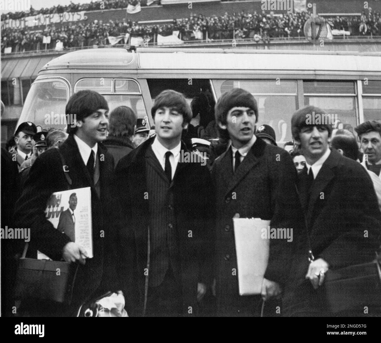 The Beatles, from left, Paul McCartney, John Lennon, George Harriso and ...